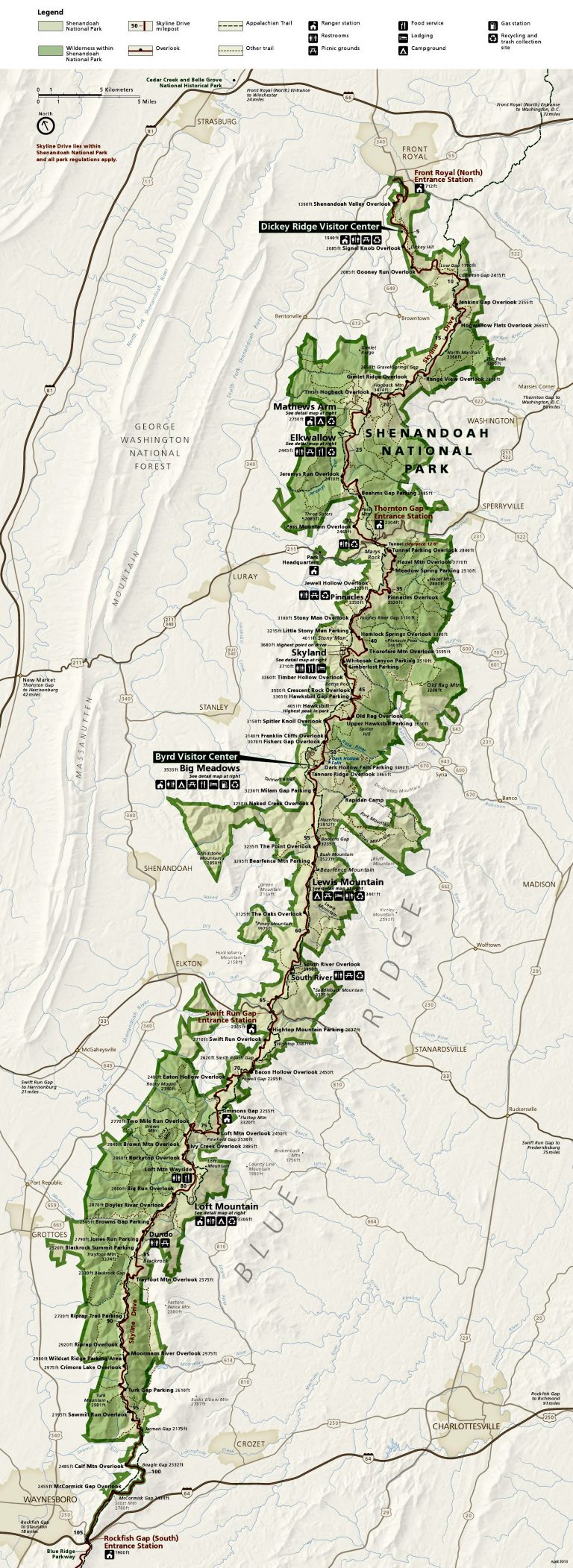 Map of Shenandoah - Park JunkiePark Junkie